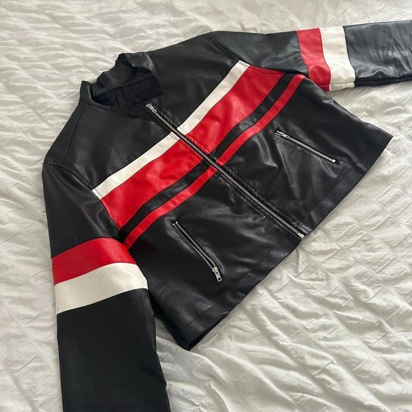 Solado | Jackets & Coats | Red Black And White Motto | Poshmark